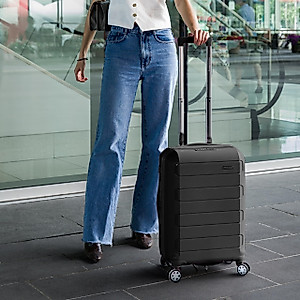 Traveler's Choice Pagosa Indestructible Hardshell Expandable Spinner Luggage, Black, Carry-on 22-Inch