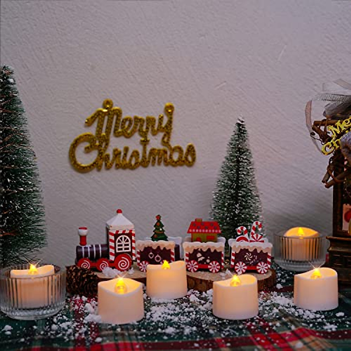 Beichi 24pcs Amber Yellow LED Tealight Candles, Over 150 Hours of Light-time, Battery Operated Realistic Tea Lights, Flickering Bright Tealights, Ideal for Valentine's Day, Mother's Day and Birthday