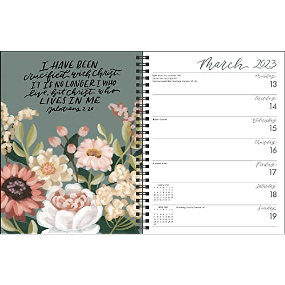 Scriptures and Florals 16-Month 2022-2023 Weekly/Monthly Planner Calendar