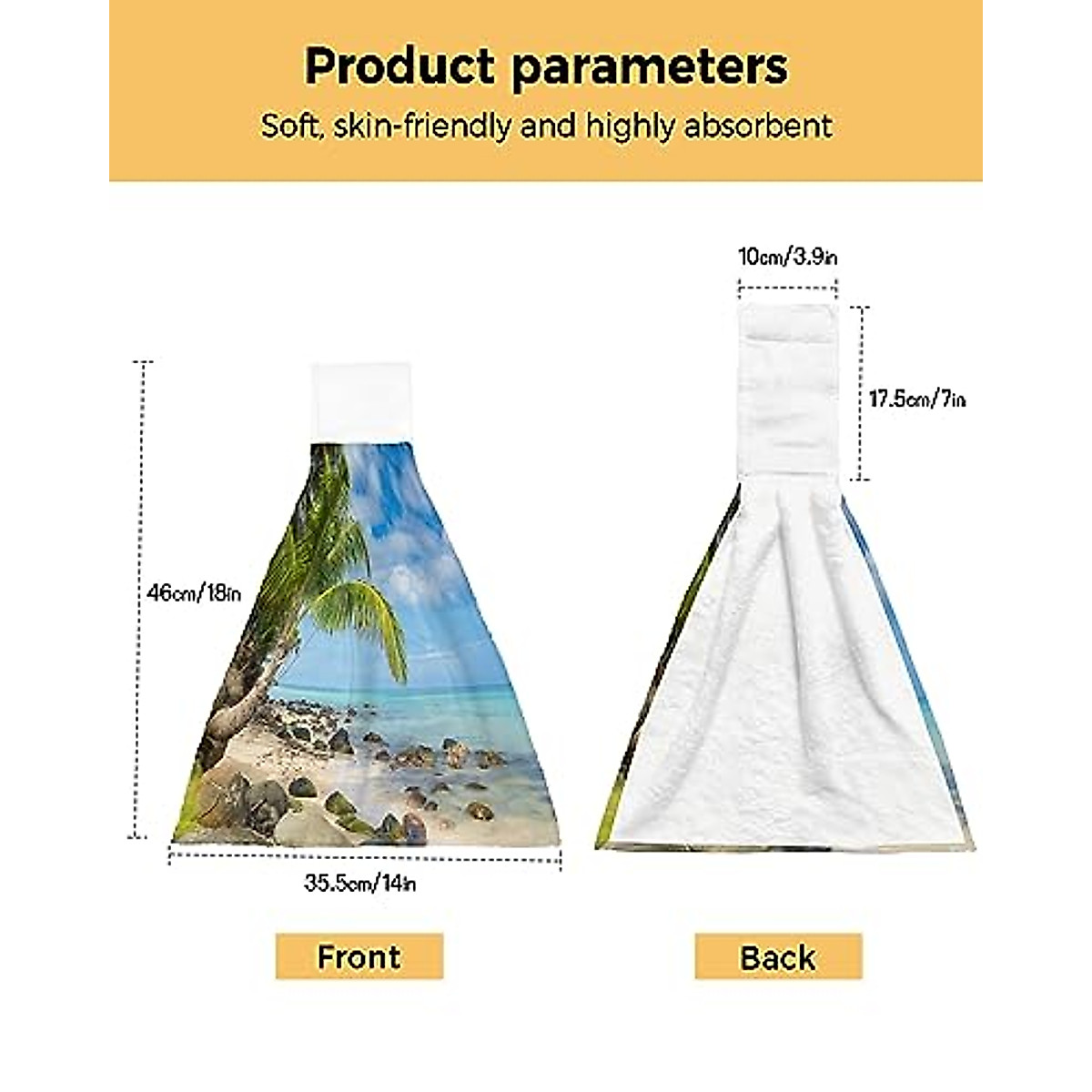 MUENINELE Hand Towel,Palm Tree Beach Sea Cloud Blue Sky Island Reef Stone Absorbent Hanging Towel Fast Drying Towels for Kitchen Bathroom Toilet Home 18"x14" 2Pcs