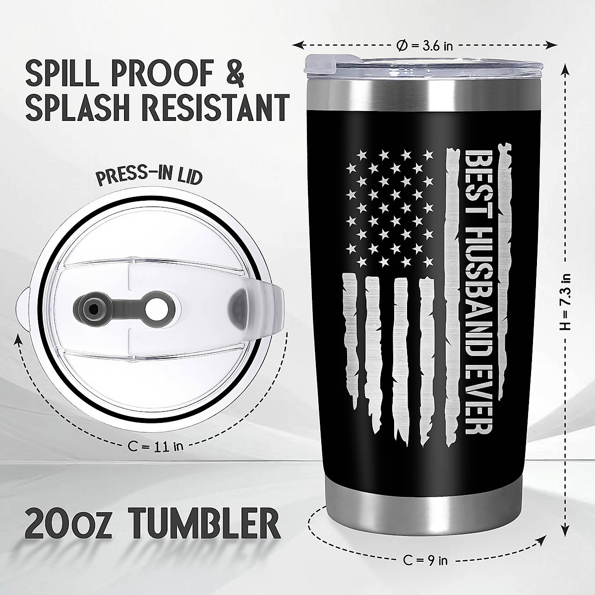 TEEZWONDER Mens Gifts for Him Husband - Stainless Steel Insulated Coffee Tumbler With Lid 20 Oz - Anniversary Birthday Gifts for Him Husband from Wife