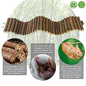 Rat Bendy Long Suspension Bridges,Guinea Pig Bendable Tunnel,Gerbil Wooden Ramp,Chinchilla Cage Large Climbing Ladder,Natural Wood Chews Toys for Small Animal,Rodents,Mouse,Hedgehog,Dwarf Hamster