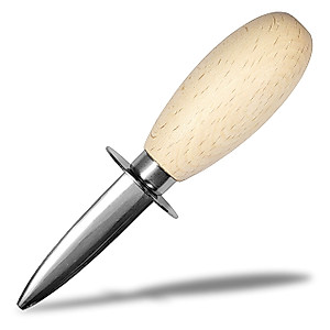 Seki Japan Oyster Knife, Japanese Hand Guard Shellfish Opener, Oyster Shucking 2.6 inch (67 mm) Stainless Blade, Beech Wood Handle