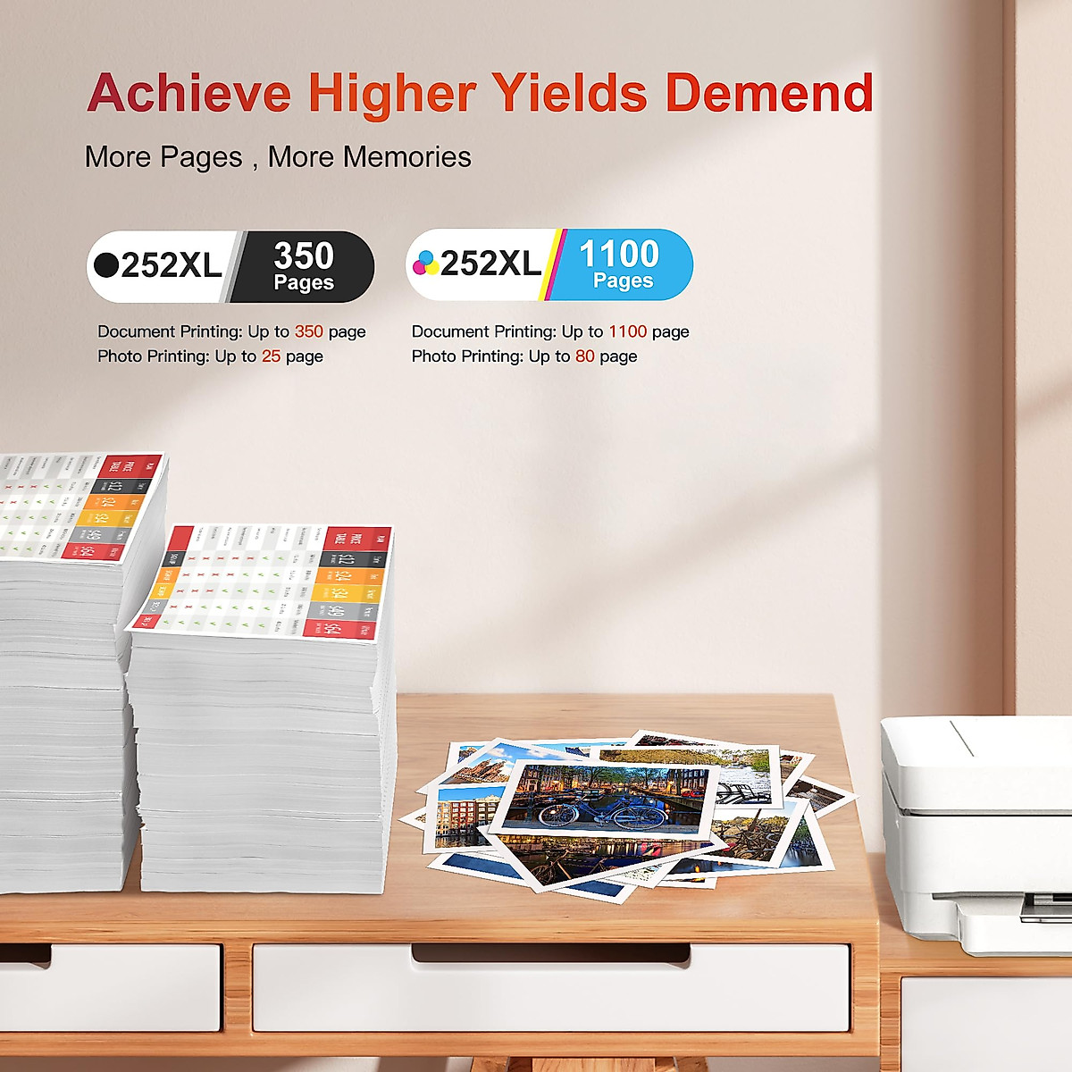 ejet 252XL Remanufactured Ink Cartridge Replacement for Epson 252 Ink 252 XL T252 T252XL Ink for Workforce WF-3640 WF-3620 WF-7210 WF-7710 WF-7720 Printer (2 Cyan, 2 Magenta, 2 Yellow, 6-Pack)