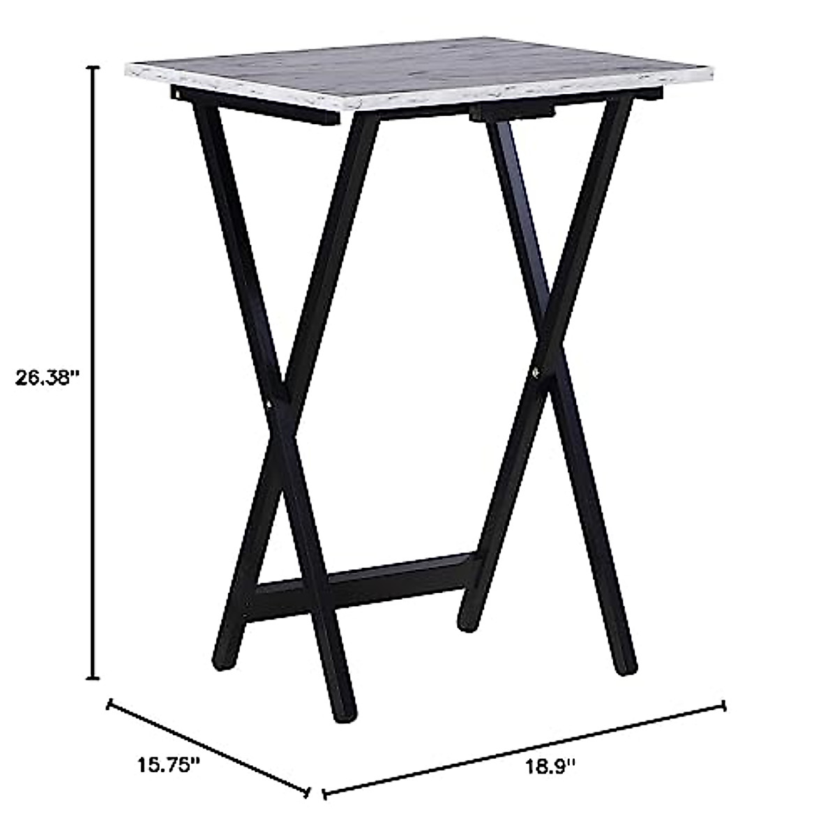 Linon Tray Table Set, 15.75"D x 18.9"W x 26.38"H, White
