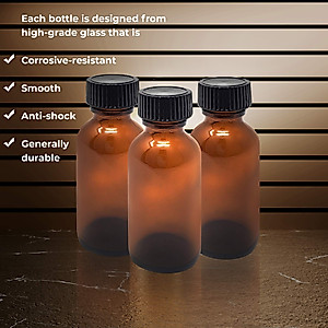 Onisavings Amber Glass Bottles 1 oz (30 ml) Pack Of 12 Empty Refillable Bottles With Black Cap - Leakproof Essential Oils Bottle for Storage and Travel Bottles for Liquids