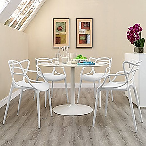 Modway Entangled Modern Molded Plastic Four Dining Armchairs in White