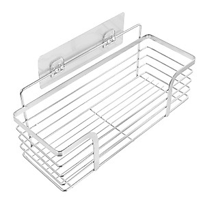 1pc Stainless Steel Shelf Wall Mounted Shower Shelf Towel Rack for Kitchen Sundries Rack Storage Container Stainless Storage Rack Towel Rack for Bathroom Storage Rack