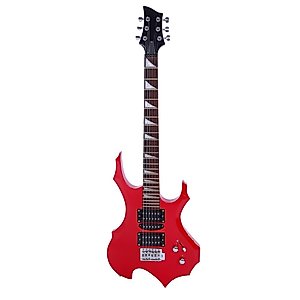 Electric Guitar,Novice Flame Shaped Electric Guitar HSH Pickup Bag,Strap Paddle Rocker Cable Wrench Tool,Affordable & Great Electric Guitars for Beginner Starter (Yellow)