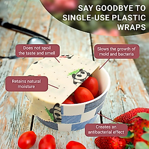 EZGOODZ Reusable Beeswax Food Wraps S, M, L. Pack of 3 Organic Reusable Beeswax Wrap with Animal Print. Washable Bee Wax Paper Food Wrap for Sandwiches, Bowls. Sturdy Beeswax Wraps for Food Reusable