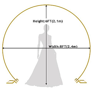 Fomcet 8FT Gold Round Backdrop Stand Circle Balloon Arch Frame Large Metal Wedding Arch for Anniversary Birthday Party Valentine Ceremony Wedding Decorations Thickened Square Tubes