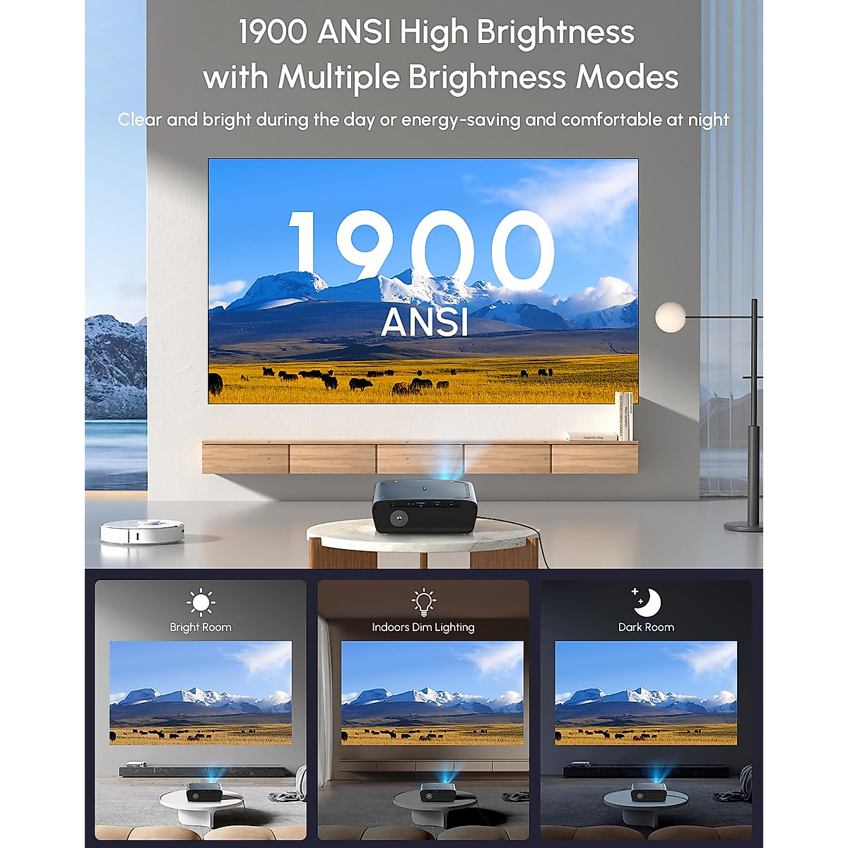 HD Smart Wi-Fi Portable Projector Android 5000+ Apps, 7000Lumen LCD Bluetooth Movie Projectors Home Entertainmen,Compatible with HDMI USB VGA Netflix Prime Video Wireless Cast Smartphone Projector