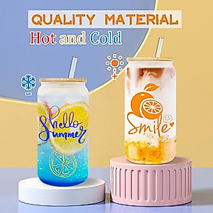 Kocdam 8 pack Sublimation Glass Cups with Bamboo Lid, 16oz Frosted Glass Cups with Lids and Straws, Sublimation Glass Blanks, Borosilicate Glasses for Beer, Juice, Soda, Iced Coffee, Drinks