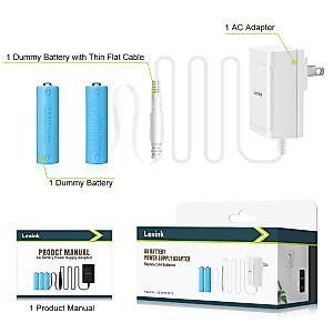 Lenink AC Power Supply Adapter for AA Battery, Replace 2 AA Battery for Led Lights, Decorations (White, 1.8m/5.9ft)