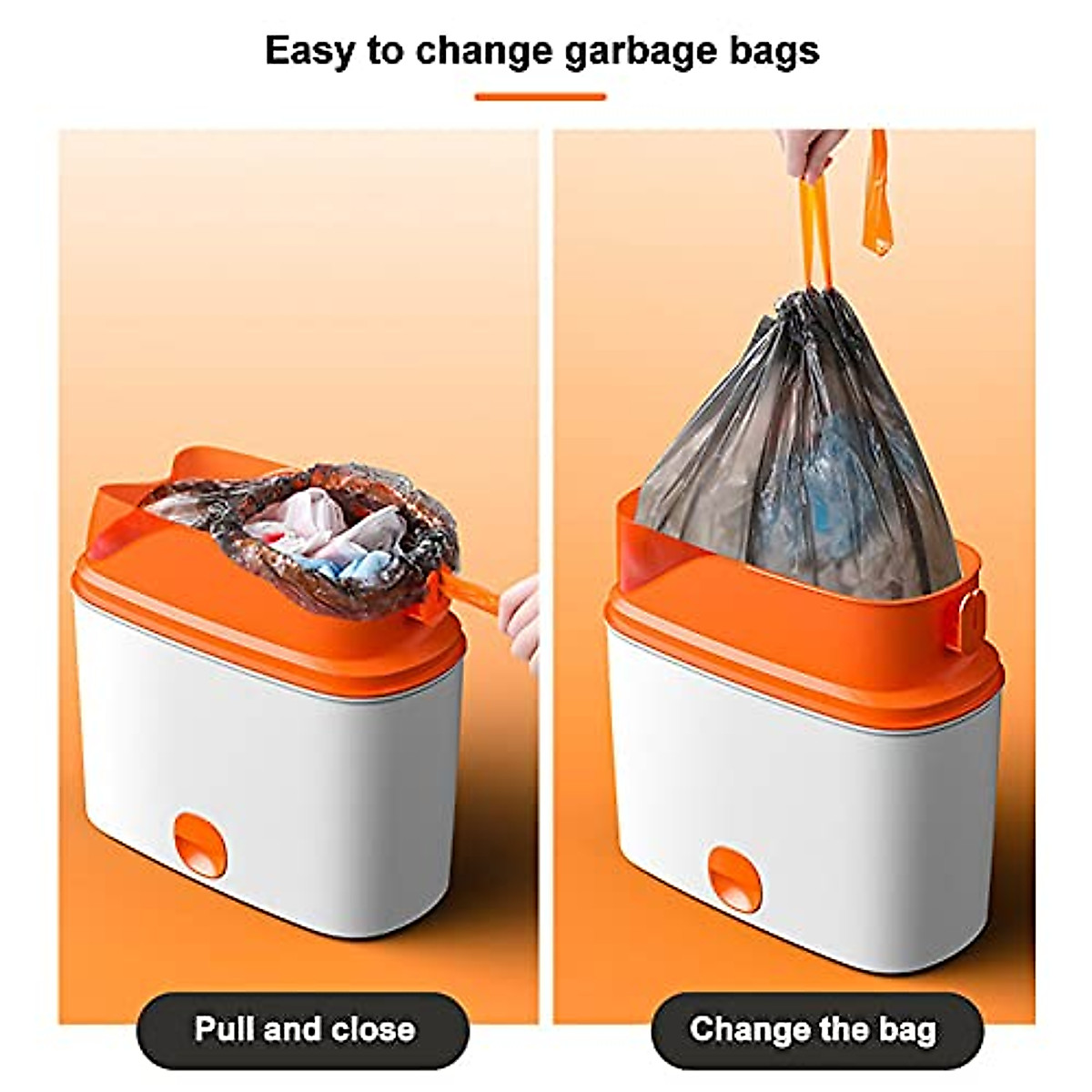 WAYUTO Automatic Packaging Trash Can Nordic Waste Basket Push Top Trash Can with Lid Modern Square Trash Bin for Kitchen Bathroom Living Room Trash Can