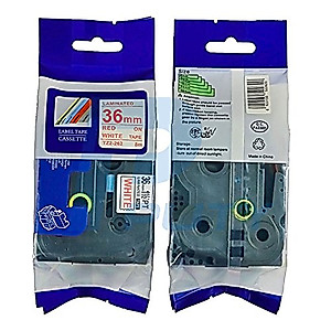 IDIK 1PK Red on White Standard Laminated Label Tape Compatible for Brother P-Touch TZe-262 TZ262 TZe262(36mm x 8m)