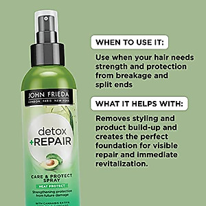 John Frieda Detox and Repair Care & Protect Spray, Styling Spray for Dry and Tangled Hair, 6.77 Ounce