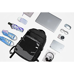 BLUEFAIRY Ita Bag Backpack Cute School Bag with Large Insert for School Pin Display Backpack Anime Cosplay Gifts (BLACK)