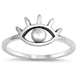 CloseoutWarehouse Sterling Silver Plain Evil Eye Ring Size 10