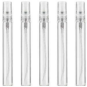 SAVITA 5PCS 10ml Clear Spray Bottle Refillable Perfume Atomizer Small Fine Mist Empty Glass Liquid Containers for Essential Oils, Perfumes Personal Beauty Care