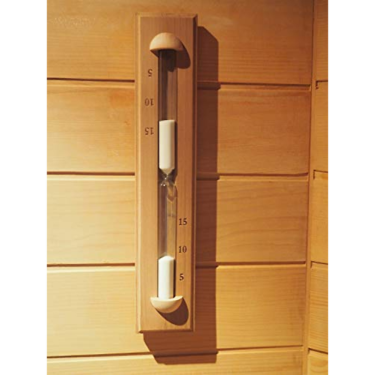 HSE Deluxe Cedar Wall-Mounted Rotating Sauna Sand Timer-15 Minutes-Choose Your Sand Color (15 Minutes, White)