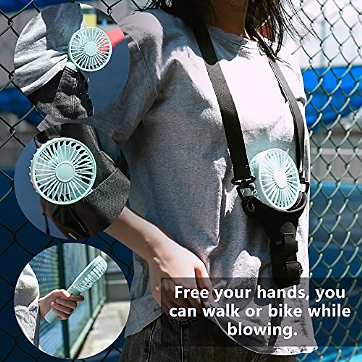 Beautyflier Mini Handheld Fan Holder, Portable Personal Hand Fan Sleeves, with Neck Lanyard, Free Your Hands(Black)