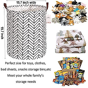 Large Storage Bin 19.7 x 15.7 Inch, ZUEXT Ramie Cotton Canvas Fabric Foldable Storage Basket with Handles, Toy Box/Toy Storage/Toy Organizer, Decorative Laundry Basket/Nursery Hamper (Wheat Ears)