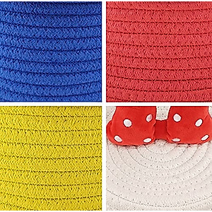 Cotton Rope Storage Basket with Lid Pack of 3 for Organizing Girl's Dream Princess Basket (Blue and White)