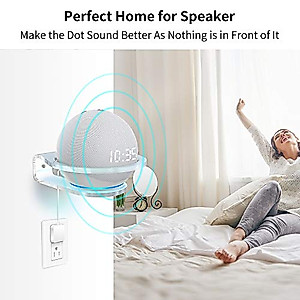 HomeMount Dot 4th Gen Wall Mount, Sturdy Clear Acrylic Wall Shelf Holder, Space Saving Solution Bracket for Dot 3 Dot 4 2Pack