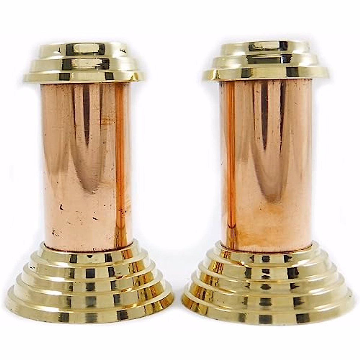 S2J Copper 2 Pieces Salt And Pepper Shaker Set Tableware Serveware with Top and Base In Brass