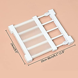 LIYIVNAA Extendable Closet Shelf Wardrobe Clothing Storage Hanger Tension Rod Cabinet Divider Shelving Rack Holder Shoe Organizer for Bathroom Kitchen Garage Bookshelf, 9.45 in Width