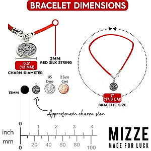 Prosperity & Success Charm Bracelet - Sterling Silver Coin Amulet on Red Silk String - Women's 7" Protection Bracelet - Personal Gift for Women, Mom, Wife