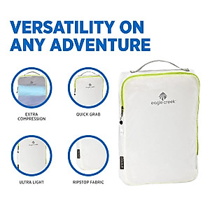 Eagle Creek Pack-It Specter Packing Cubes Set XS/S/M - Durable, Ultra-Lightweight and Water-Resistant Ripstop Fabric Suitcase Organizer Bags for Clothing and Gear, White/Strobe