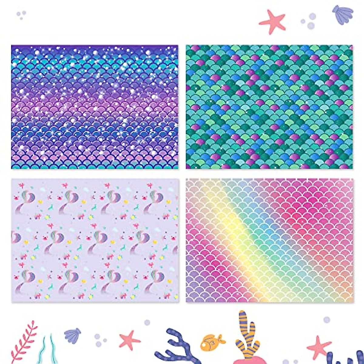 16 Sheets Mermaid Wrapping Paper Gift Wrapping Paper Mermaid Scale Wrapping Paper Set Mermaid Themed Birthday Wrapping Paper for Girls Birthday Christmas Baby Shower Party Supplies - 20'' x 27''