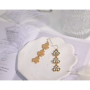 St Patrick's Shamrock Earrings for Women, Unique Green and White Luck Clover Jewelry, Charm Irish Party Gift