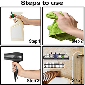 AMKlF 14 Pack Shower Caddy Adhesive Replacement, Adhesive Strips for Shower Caddy Sticky Pads, Transparent Strong Waterproof Wall Hooks, Suitable for Kitchen Bathroom Storage Shelves and Soap Holder