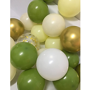 Olive Green Gold Balloons 12inch – Ivory White Pastel Yellow Green Balloons for Baby Shower Wedding Birthday Party Decorations 60 packs (Lime Green)
