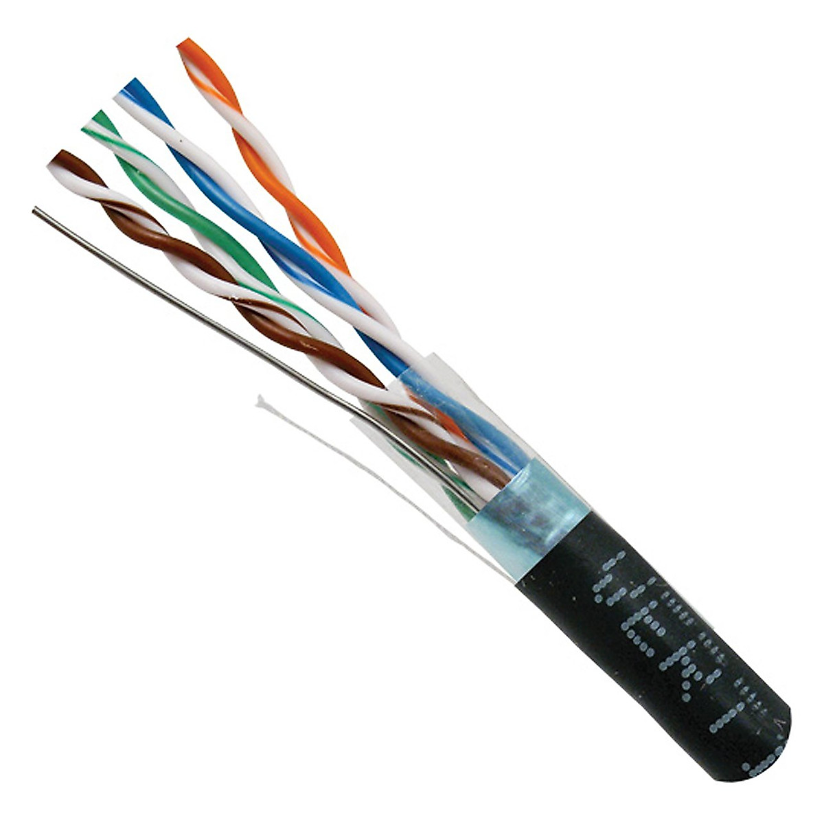Vertical Cable Cat5e, 350 MHz, Shielded, 24AWG, Solid Bare Copper, 1000ft, Bulk Ethernet Cable, Black