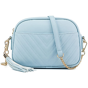 lola mae Quilted Crossbody Bag, Trendy Design Shoulder Purse (Nude)