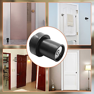 PHITUODA 4 Pack Heavy Circular Duty Door Stop with Black Rubber Bumper, Floor Stainless Steel Door Stopper for Protecting Door Wall, Heavy Duty Commercial Industrial Floor Door Stopper