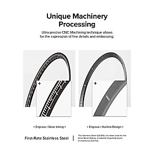 Ringke Inner Bezel Styling [Stylish Stainless Steel Frame] Compatible with Samsung Galaxy Watch 5 Pro Case, Anti Scratch Protector Adhesive Inner Cover Accessory - 45-IN-02 (ST) Black