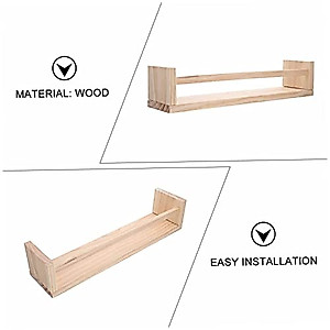 LIFKICH 1set Wooden Shelf Multi-Function Wall Shelf Bathroom Floating Shelves Wall Hanging Rack Modern Floating Wall Floating Shelf Hanging Wall Shelves Wall Towel Rack Shelf Decor Khaki