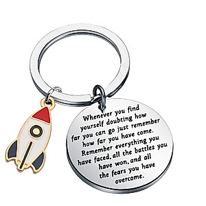 TIIMG Rocket Inspirational Quote Keychain Astronomy Gift Rocket Space Ship Jewelry Sci-Fi Gift (Rocket whenever)