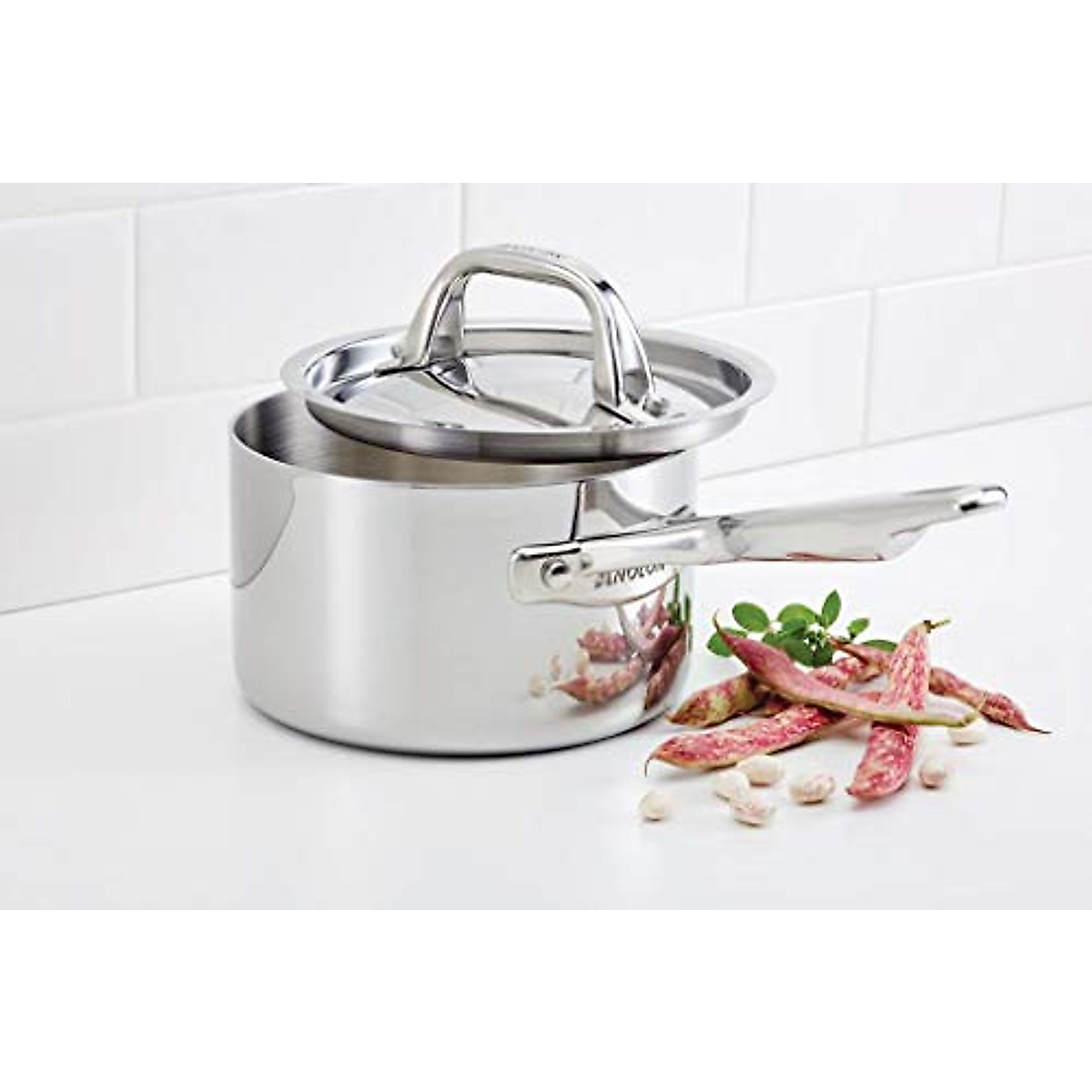 Anolon Advanced Stainless Steel Triply Sauce Pan/Saucepan with Lid, 2 Quart, Silver