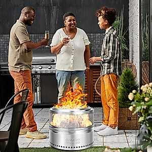 Onlyfire Wood Burning Fire Pit with Carrying Bag, 20” Detachable Portable Outdoor Firepit for Camping Tailgating Patio Backyard Bonfire Party, Perforated Smokeless Fireplace, Stainless Steel FP037