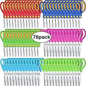 78 Pcs Kids Scissors Bulk 5 Inch Student Scissors Children Blunt Tip Safety Scissors Multipurpose Scissors Rounded Tip Child Scissors for Office Home School Craft Supplies, Multicolor