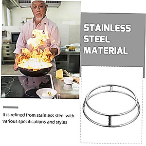 Operitacx Pot Rack Stainless Steel Saute Pan Stainless Cookware Metal Stand Wok Grate Burner Wok Ring for Gas Stove Heat-proof Pot Stand Stainless Steel Wok Stand Heat-proof Wok Rack Silver