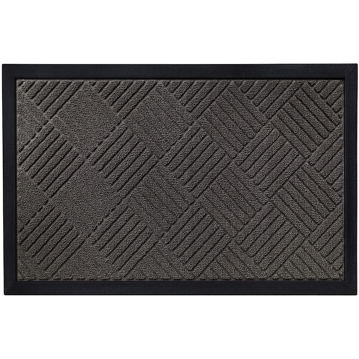 Gorilla Grip All-Season WeatherMax Doormat, Durable Natural Rubber, Stain and Fade Resistant, Low Profile, Indoor Outdoor Door Mats, Easy Clean Patio Entrance Mat, 17x29, Gray Diamond