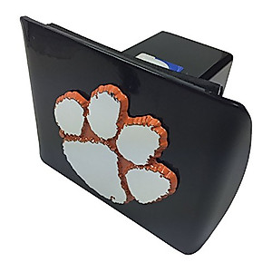 AMG Clemson Metal Emblem (Chrome with Orange Trim) on Black Metal Hitch Cover