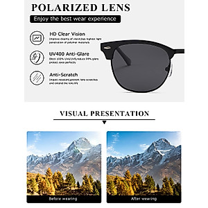 AEVOGUE Polarized Sunglasses For Women And Men Semi Rimless Frame Retro Sun Glasses AE0369 (All Black)